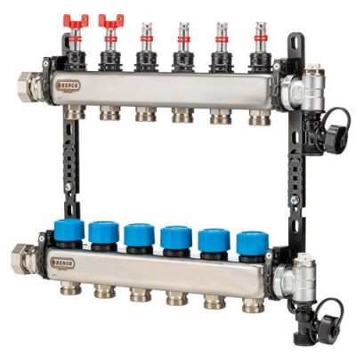 Henco RVS Verdeler 5 Groeps Aansl.1" Met Debietmeters - Loodgietshop B.V.